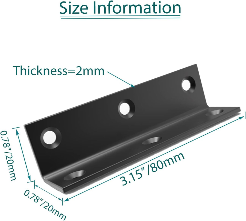 L Bracket,Heavy Duty Corner Brace,Stainless Steel Corner Bracket,Black ...