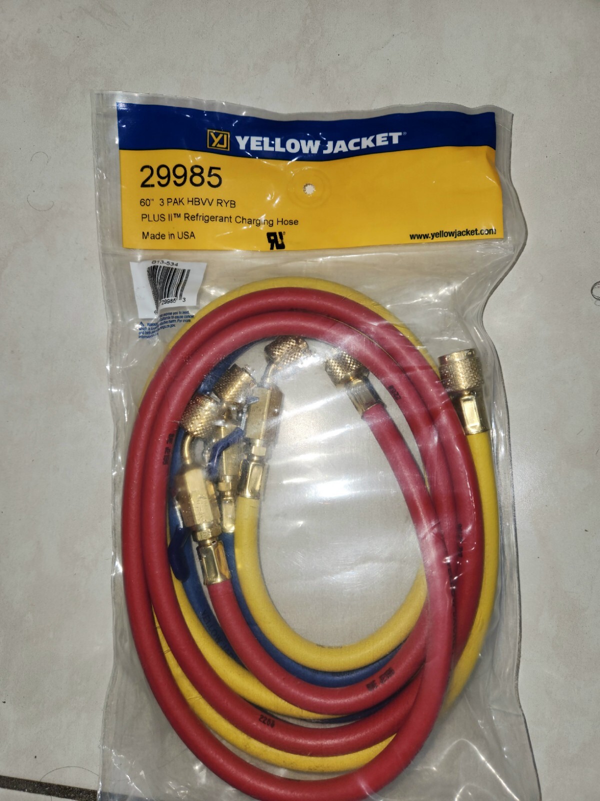 Yellow Jacket 29985 60" 3 PakHBVV RYB Plus Il Refrigerant | eBay