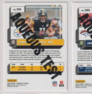 CHASE CLAYPOOL 2022 Panini Donruss Football AQUEOUS TEST Parallel ...