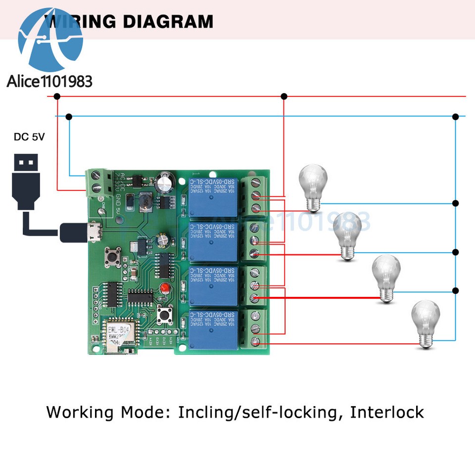DC 7-32V 2/4 Channel Smart Switch WiFi Bluetooth Relay Module Remote ...