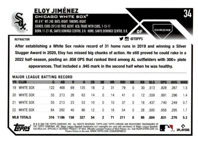 2023 Topps Chrome #34 Eloy Jiménez Refractor | eBay