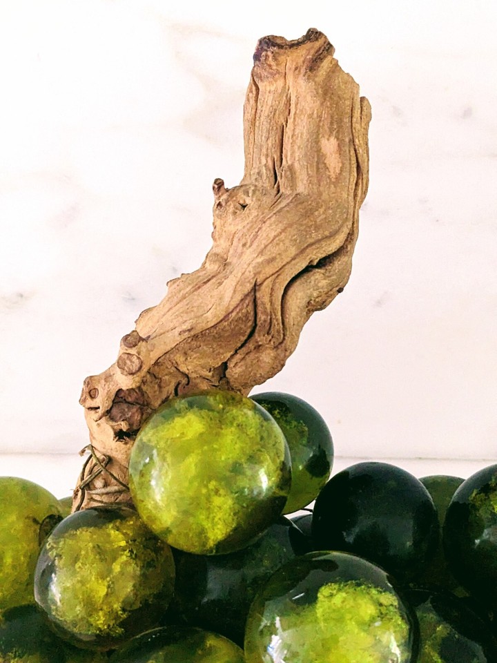 HUGE VTG MCM 2" Starburst Green Lucite 38 Grape Bunch Driftwood Stem ...