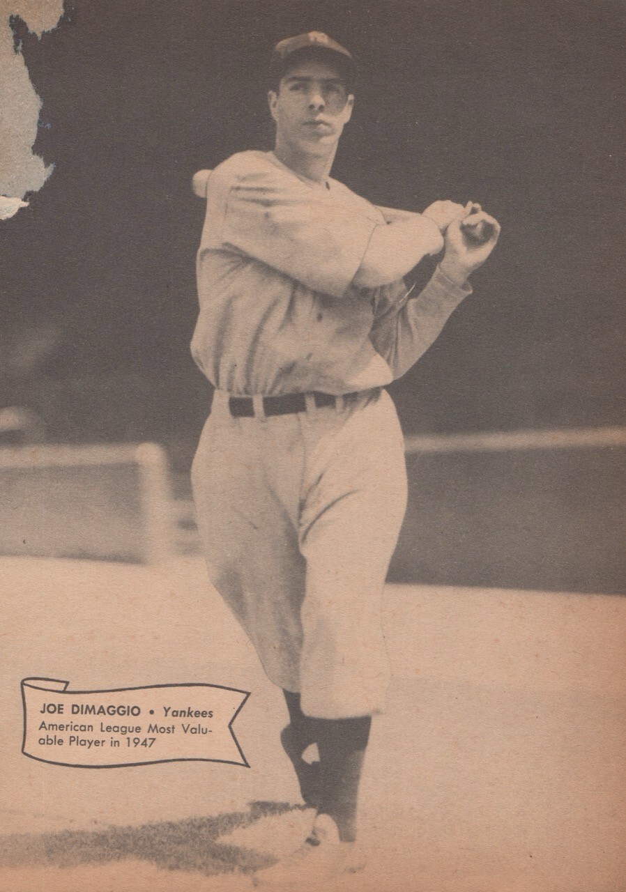 1947 Joe Dimaggio New York Yankees MVP 1940s Baseball Photo Card Page ...