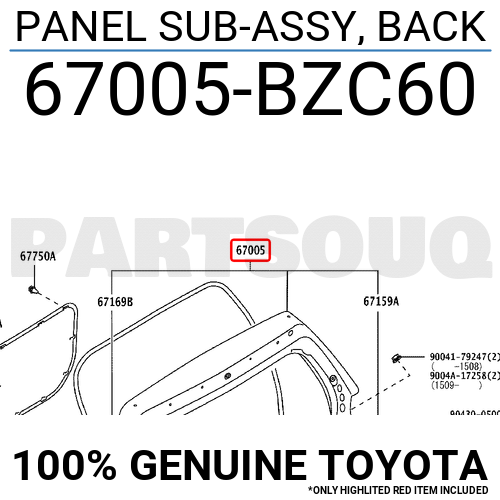 67005BZC60 Genuine Toyota PANEL SUB-ASSY, BACK 67005-BZC60 | eBay
