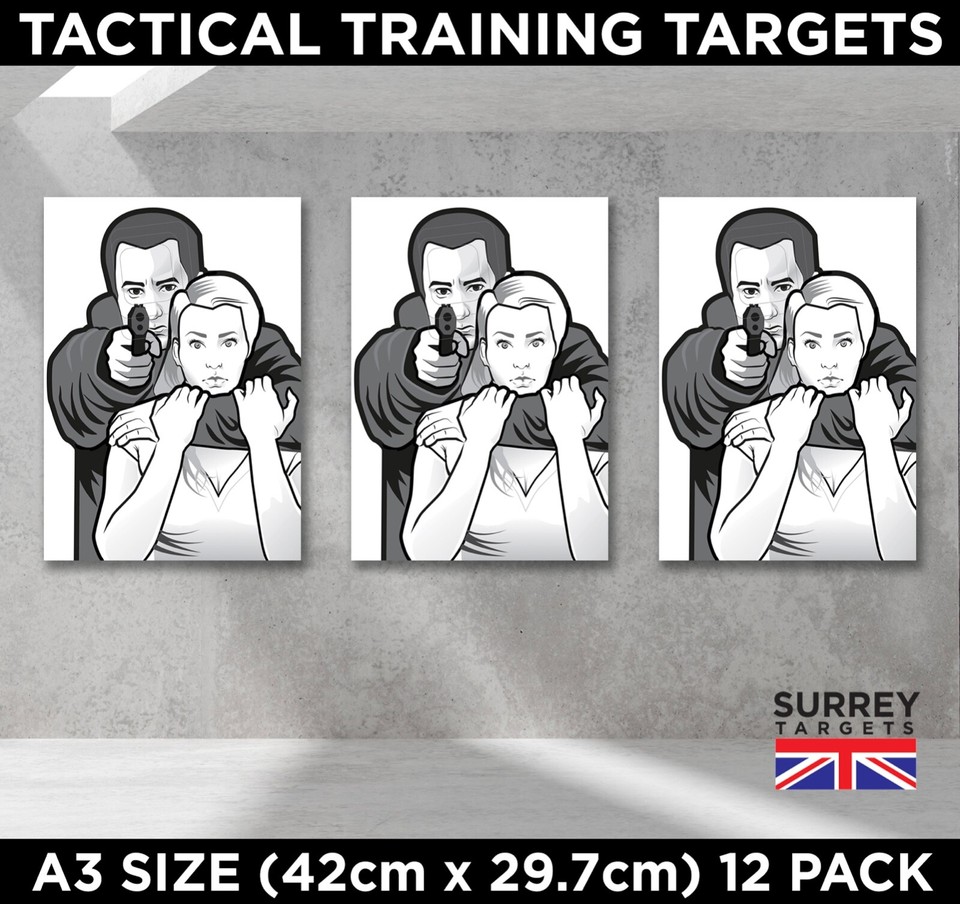 HOSTAGE GUNMAN A3 SIZE Air Rifle Pistol Gun BB Airsoft Crossbow Targets ...