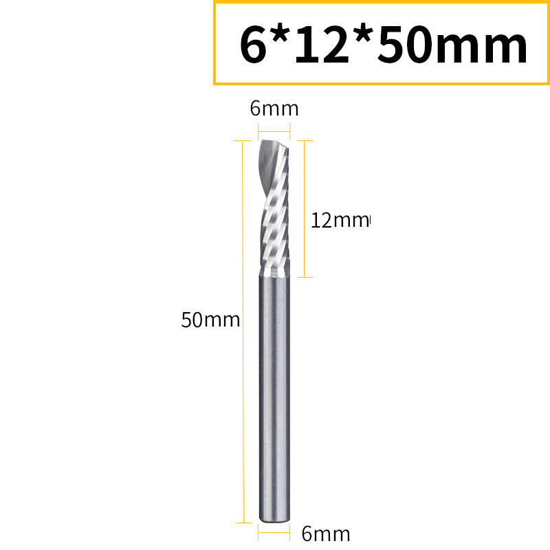 Carbide 6mm Shank Single Flute Spiral Router Bit End Mill CNC Cutter ...