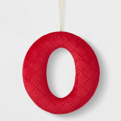 Letter O Fabric Monogram Christmas Tree Ornament Red Initial Wondershop ...