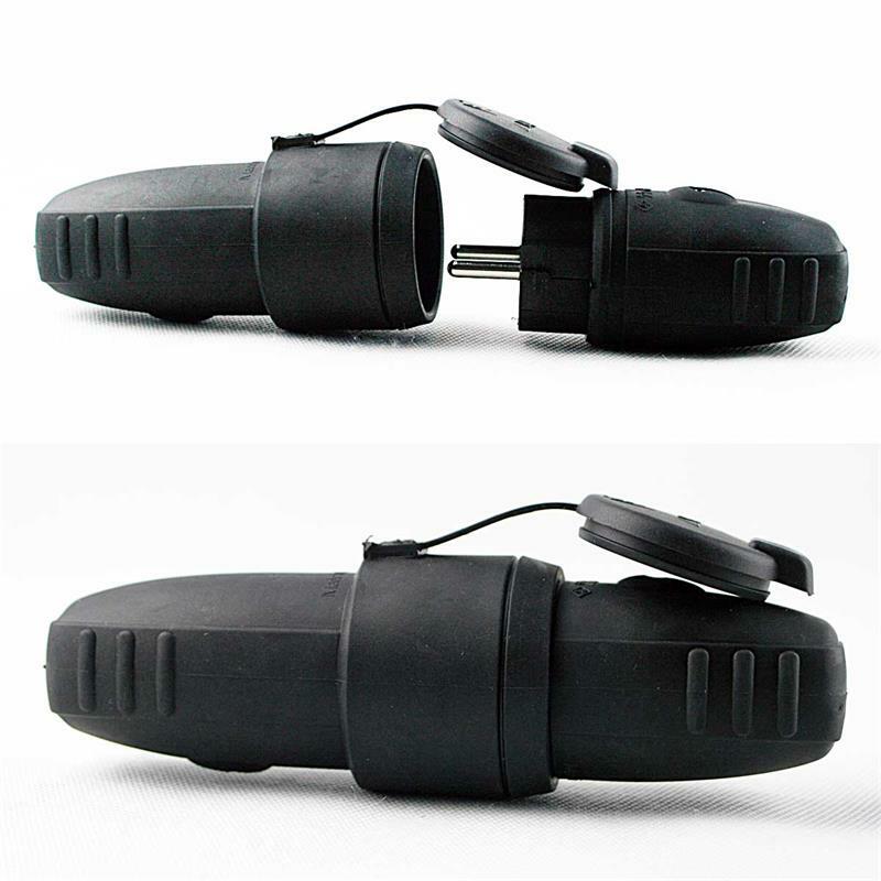 IP44 Black IP44 Rated Rubber Electrical Connector Coupler – 250V/16A ...