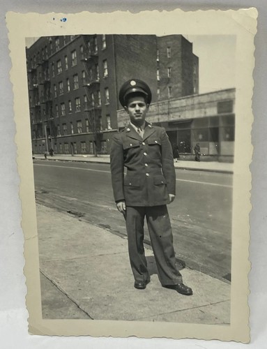 Vintage Photo 1950 Military Man Posed Uniform Outside | eBay