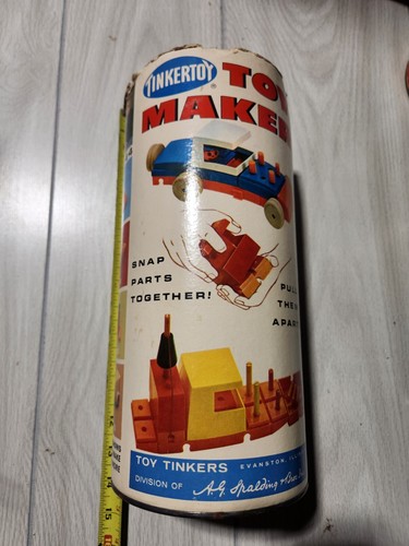Tinkertoy Toy Maker 1960s No. 444 Vintage in Cylinder Package 110 ...