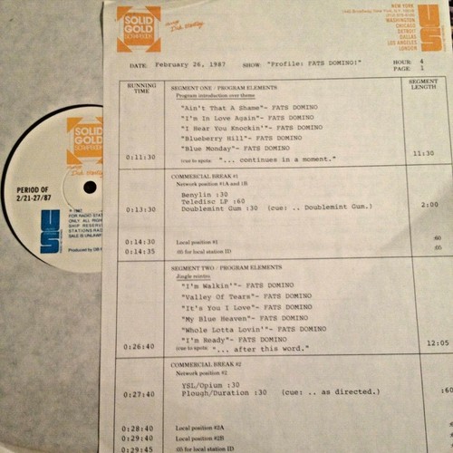 2/26/87 SOLID GOLD SCRAPBOOK FATS DOMINO TRIBUTE w/20 GREAT FATS DOMINO ...