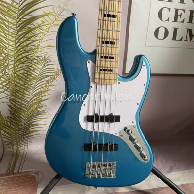 Active Blue 5 String Jazz Electric Bass Guitar Solid Maple Fretboard ...