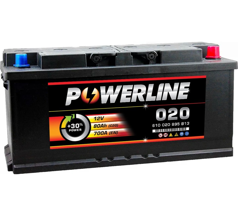 Car Battery 020 Powerline 020 700A 80Ah 4Yr Warranty 393x175x190 | eBay UK