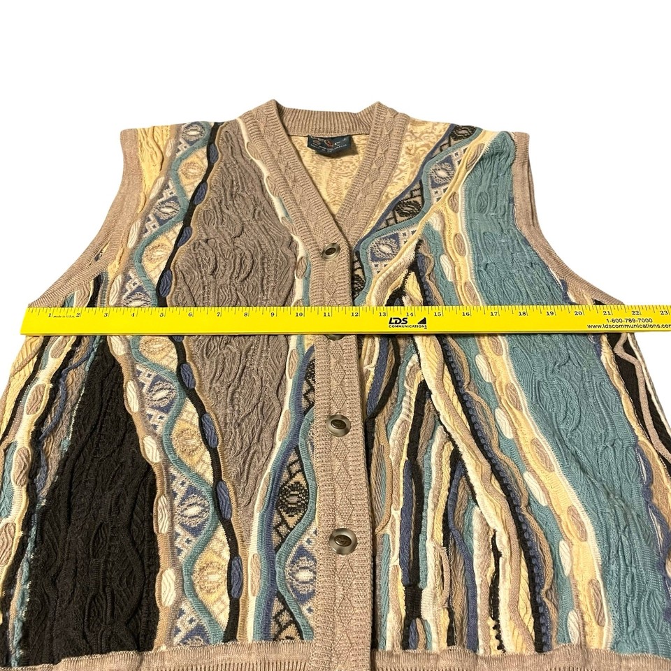 Geccu Sweater Vest Women’s Size Large 3D Coogi Style Pure Merino Wool ...