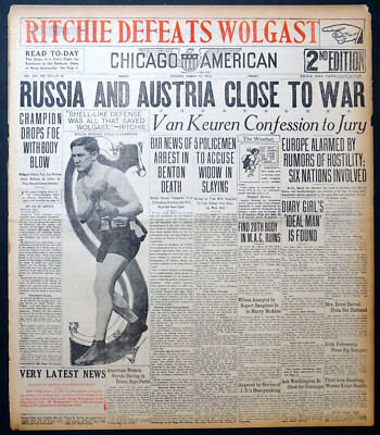 1914 Chicago Newspaper Boxing Collection - Willie Ritchie Defeats Ad ...