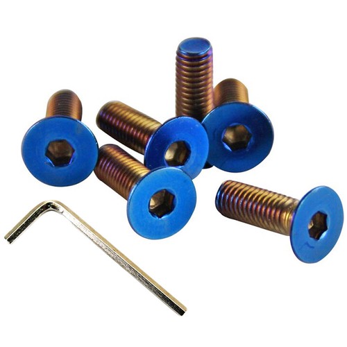 6pcs Flat Head Burnt Titanium Blue Steering Wheel Bolts For Boss Kit ...