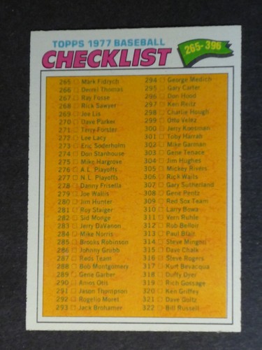 1977 Topps Baseball Checklist #356 (265-396) NM/MT (001) | eBay