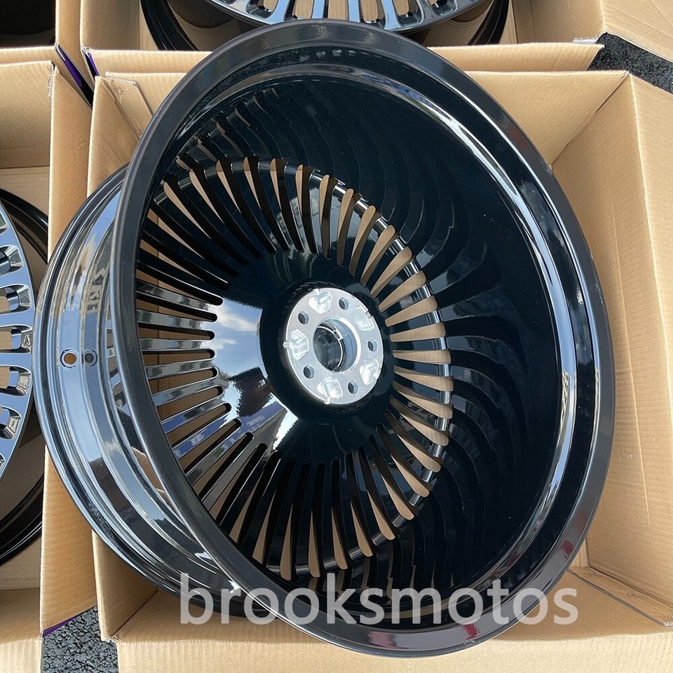 22" FORGED GLOSS BLACK MULT SPOKE STYLE WHEELS RIMS FITS RIVIAN R1S R1T ...