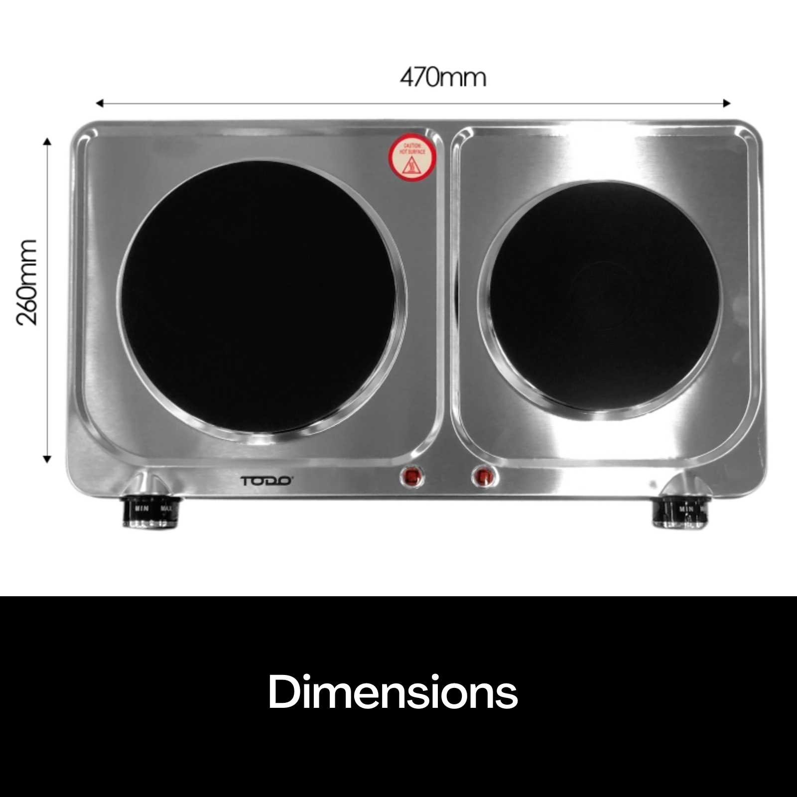2250W Twin Hotplate Electric Cooktop Dual Plate Stainless Steel Camping ...