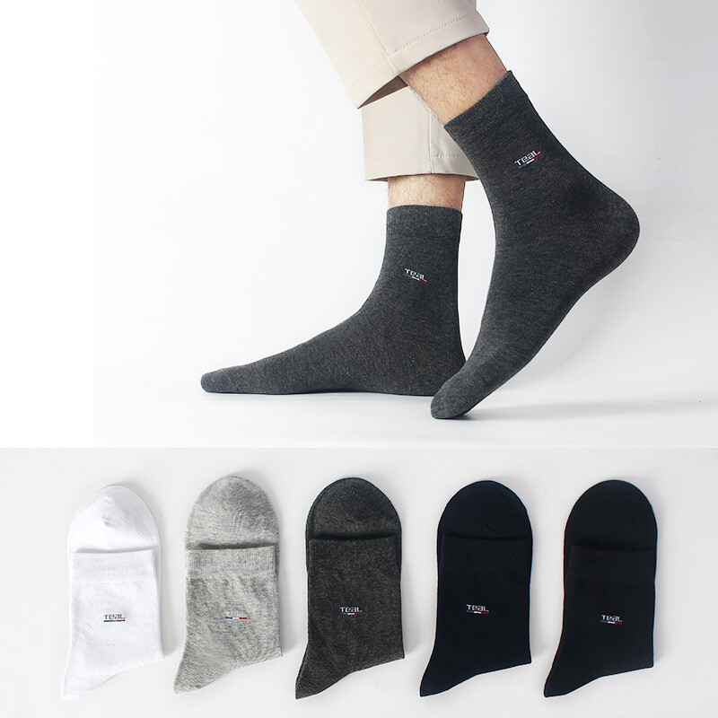 5Pairs of men's spring sweat-wicking odor-proof athletic socks pure ...
