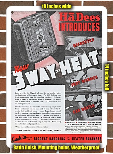 Metal Sign - 1937 HaDees Hot Water Car Heater- 10x14 inches | eBay