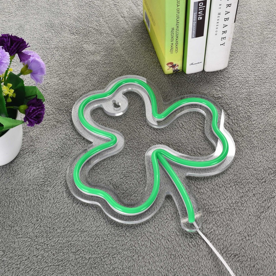 Neon Signs Clover St. Patrick's Day Shamrock Beer Bar Bedroom Art Neon ...