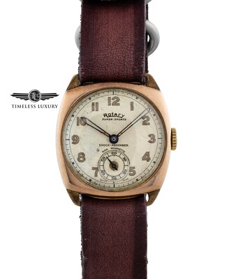 Vintage Rotary Super-Sports 9k Rose Gold 28mm White Dial Manual Wind ...