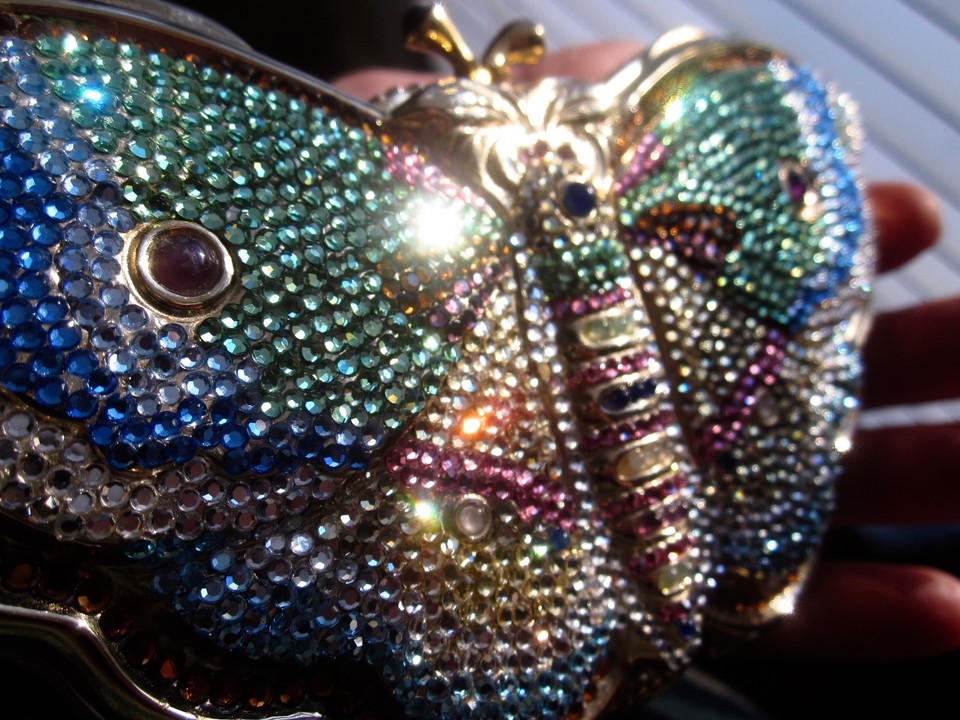 JUDITH LEIBER SWAROVSKI CRYSTAL EXQUISITE GEM BUTTERFLY BAG MINAUDIERE ...
