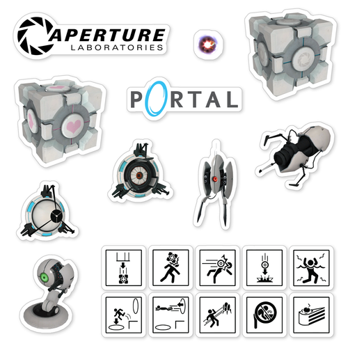 Portal Stickers PC Game Valve Aperture Science Pixel Art 20 Sticker ...
