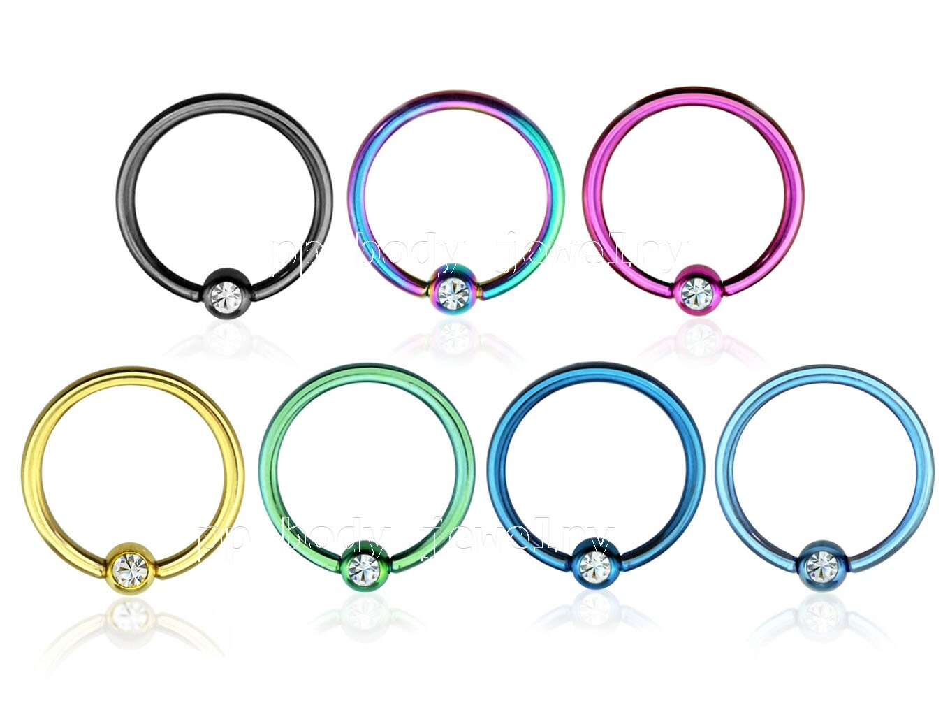 2pcs. Anodized Surgical Steel CZ Captive Bead Ring Earring Lip Septum ...