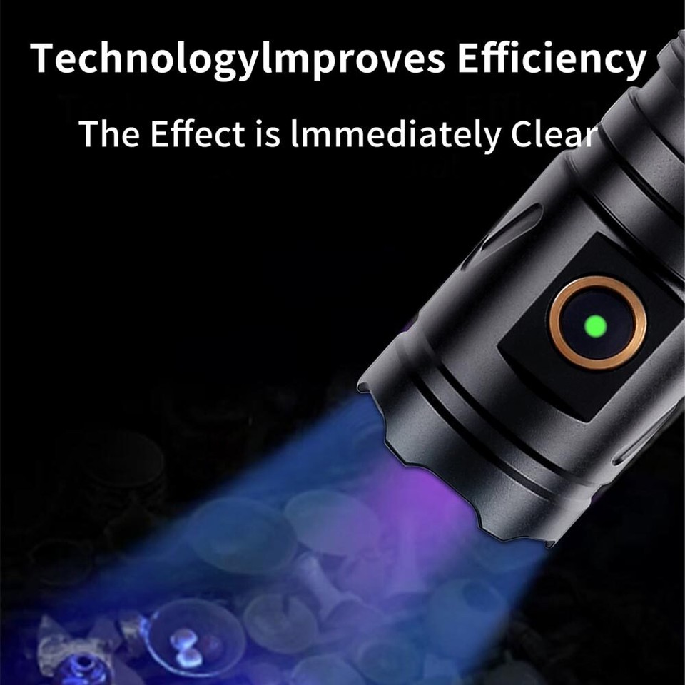 30W 365nm LED UV Flashlight Violet Blacklight Detecting Torch USB ...