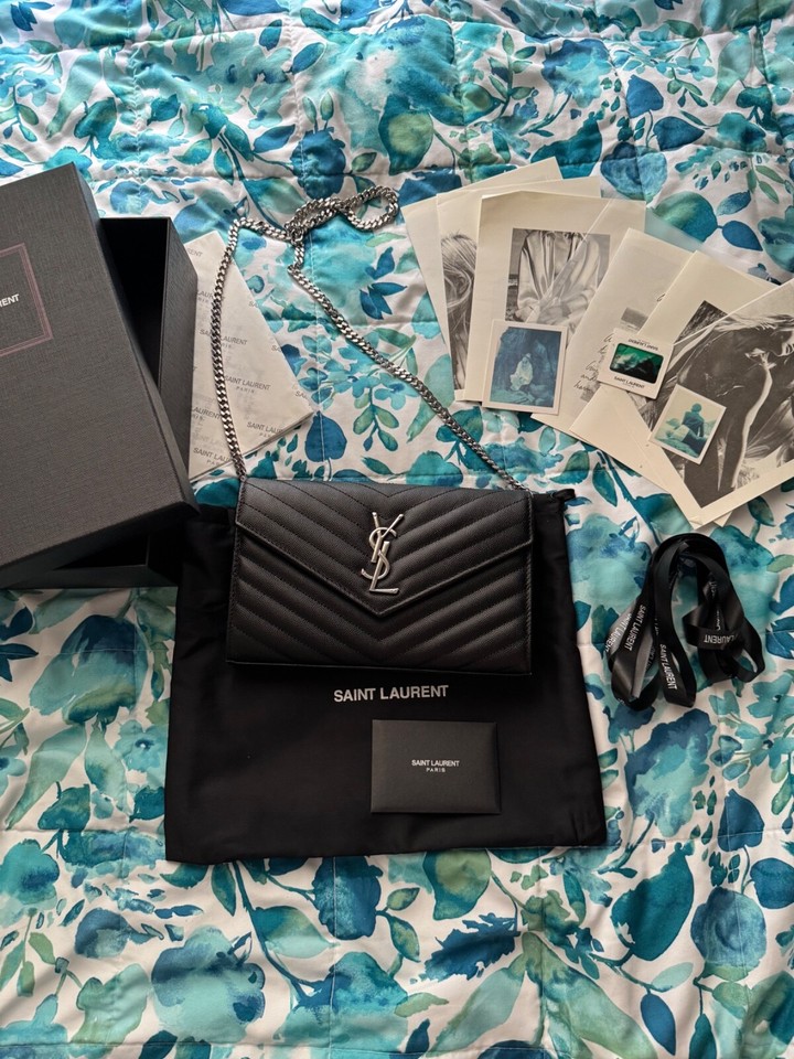 YSL Yves Saint Laurent Cassandra Crossbody Wallet on Chain Bag Black ...