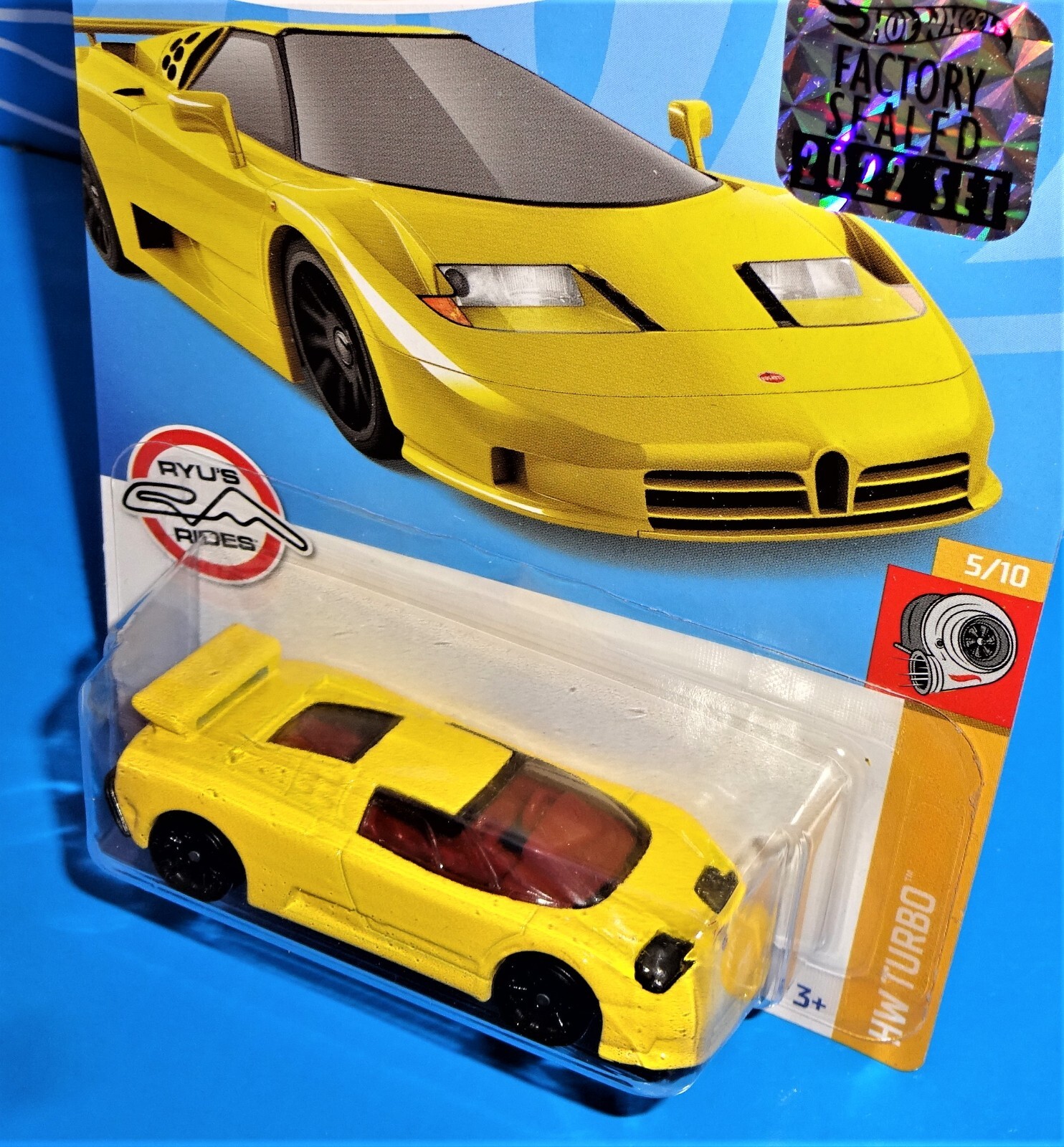 Hot Wheels Factory Set 2022 HW Turbo '94 Bugatti EB110 SS Yellow Ryu's ...