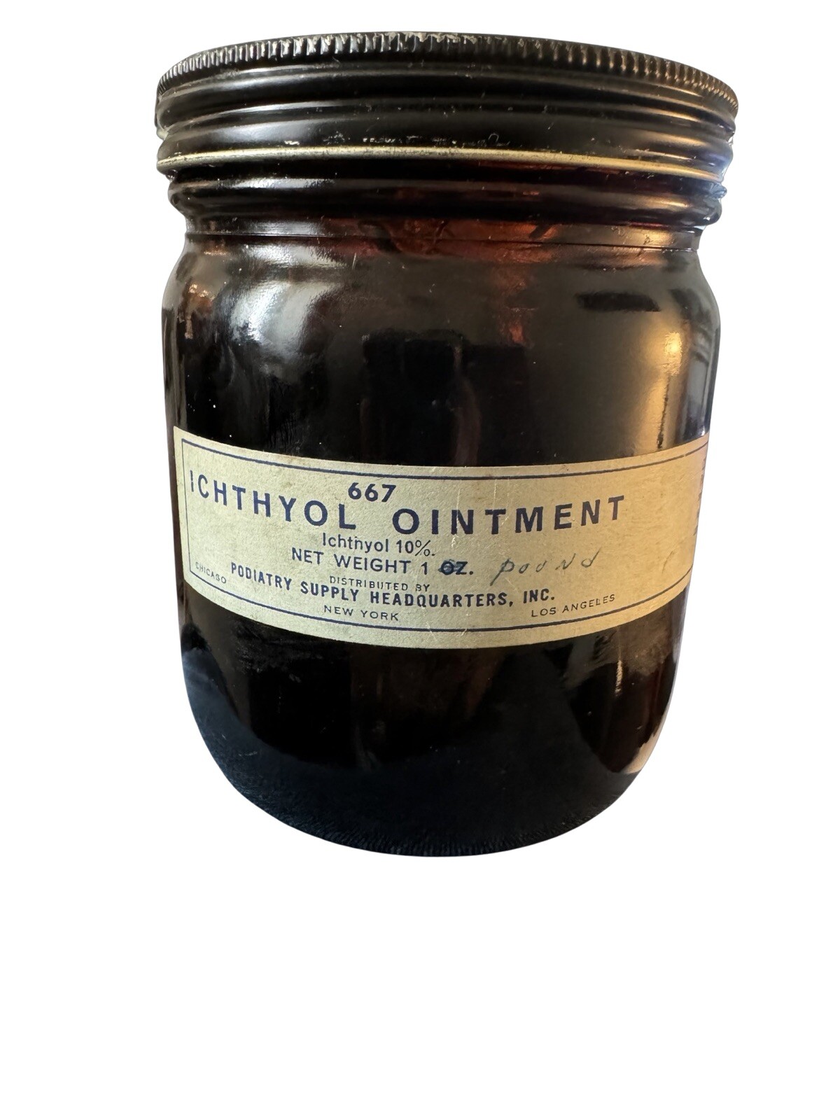 Large Brown Jar Of Ichthyol Ointment By Podiatry Supply Headquarters ...