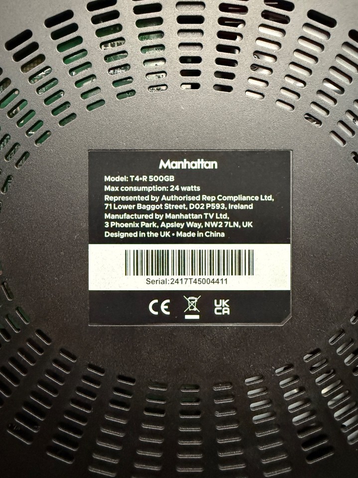 Manhattan T4-R 500GB Freeview Play 4K TV Recorder - Excellent Condition ...