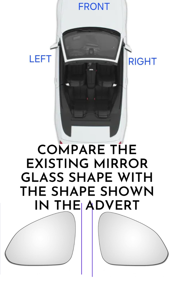 Left side wing mirror glass convex fits Mazda 2 2014-2024 stick-on ...