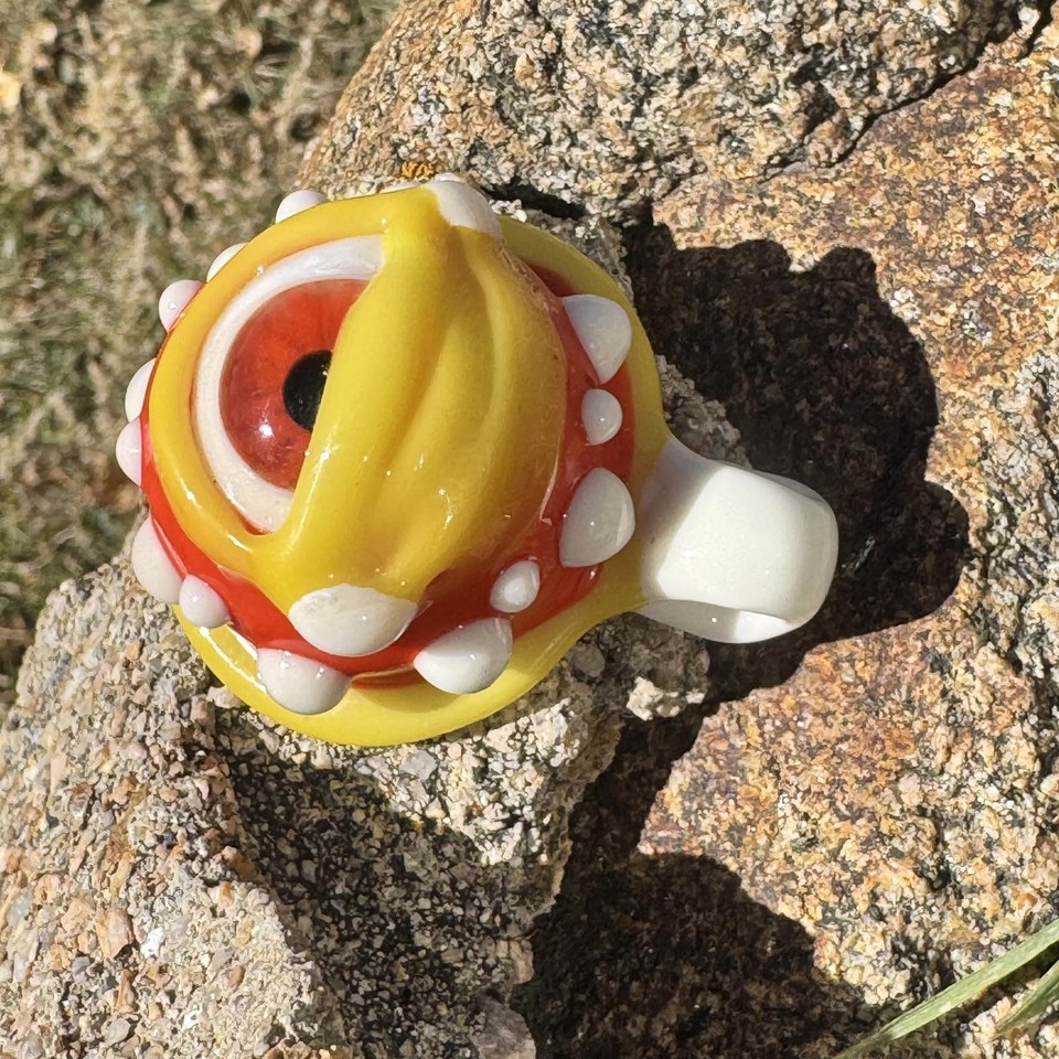 Hand-Blown Glass Eye Pendant | Orange & Yellow | Monster Eye Design | eBay