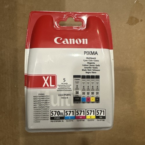 Canon Pixma XL 5 Pack Ink Cartridge PGBK 550XL / C 551 / M 551 / Y 551 ...