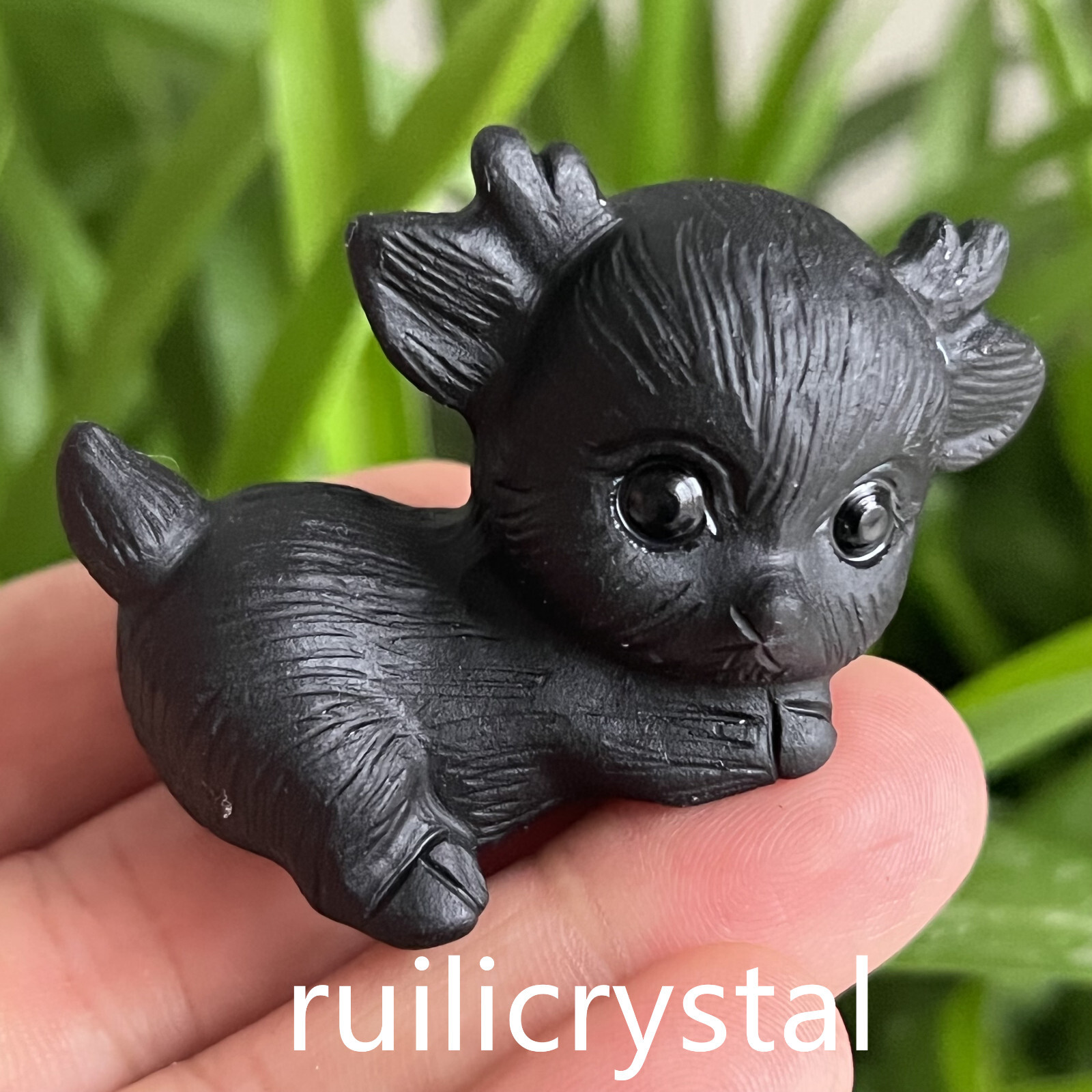 2 '' Natural Obsidian Quartz Hand Carved Fawn Skull Crystal Healing ...