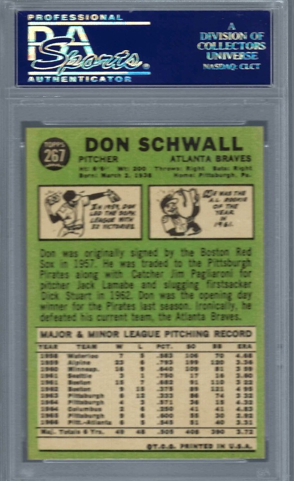 1967 Topps #267 PSA 8 Don Schwall Braves 267 | eBay