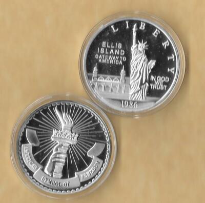 ELLIS ISLAND STATUE OF LIBERTY 1985 SILVER CHALLENGE COIN | eBay