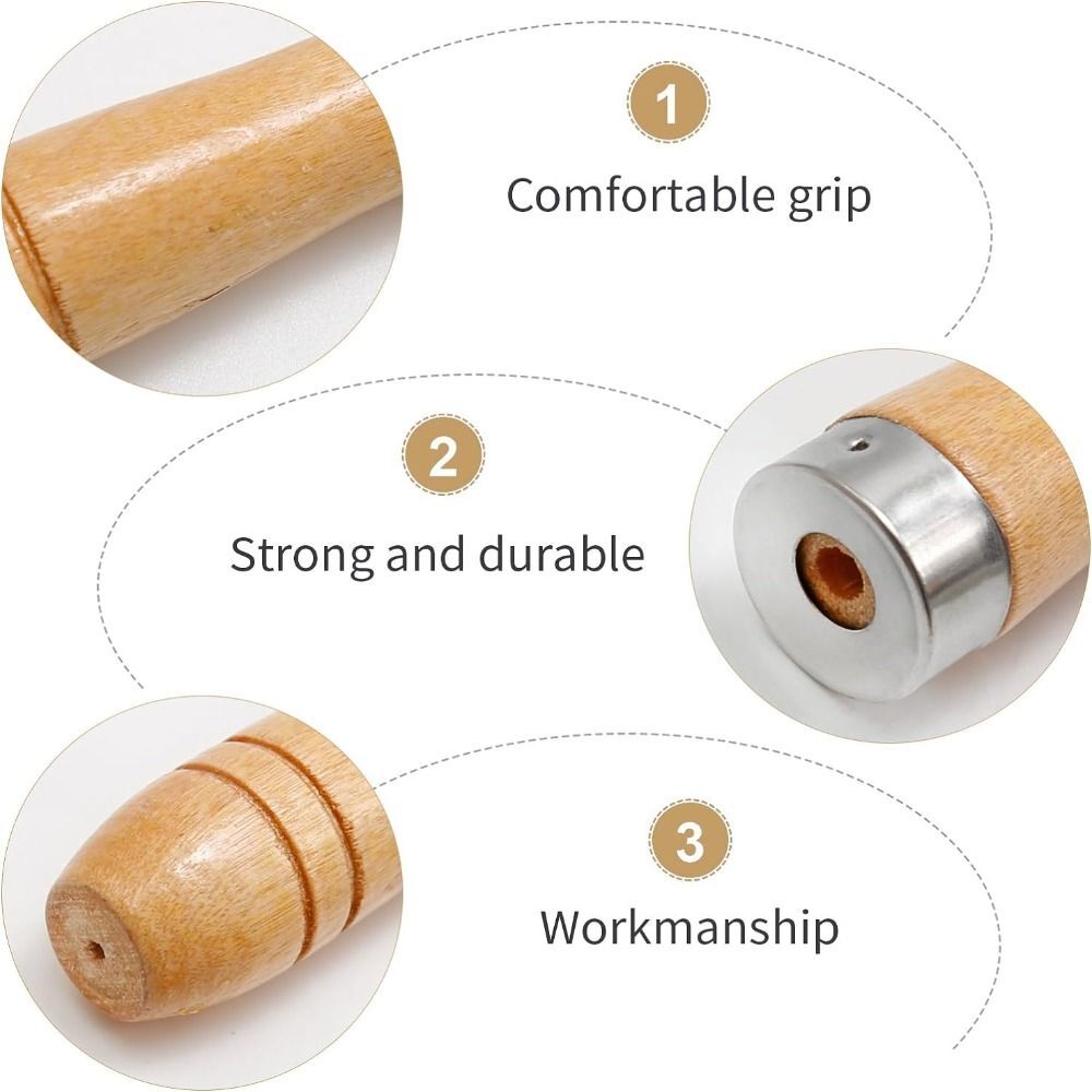 15pcs Wood Small Wooden Handle Cylindrical File Handle Screwdriver Hand ...