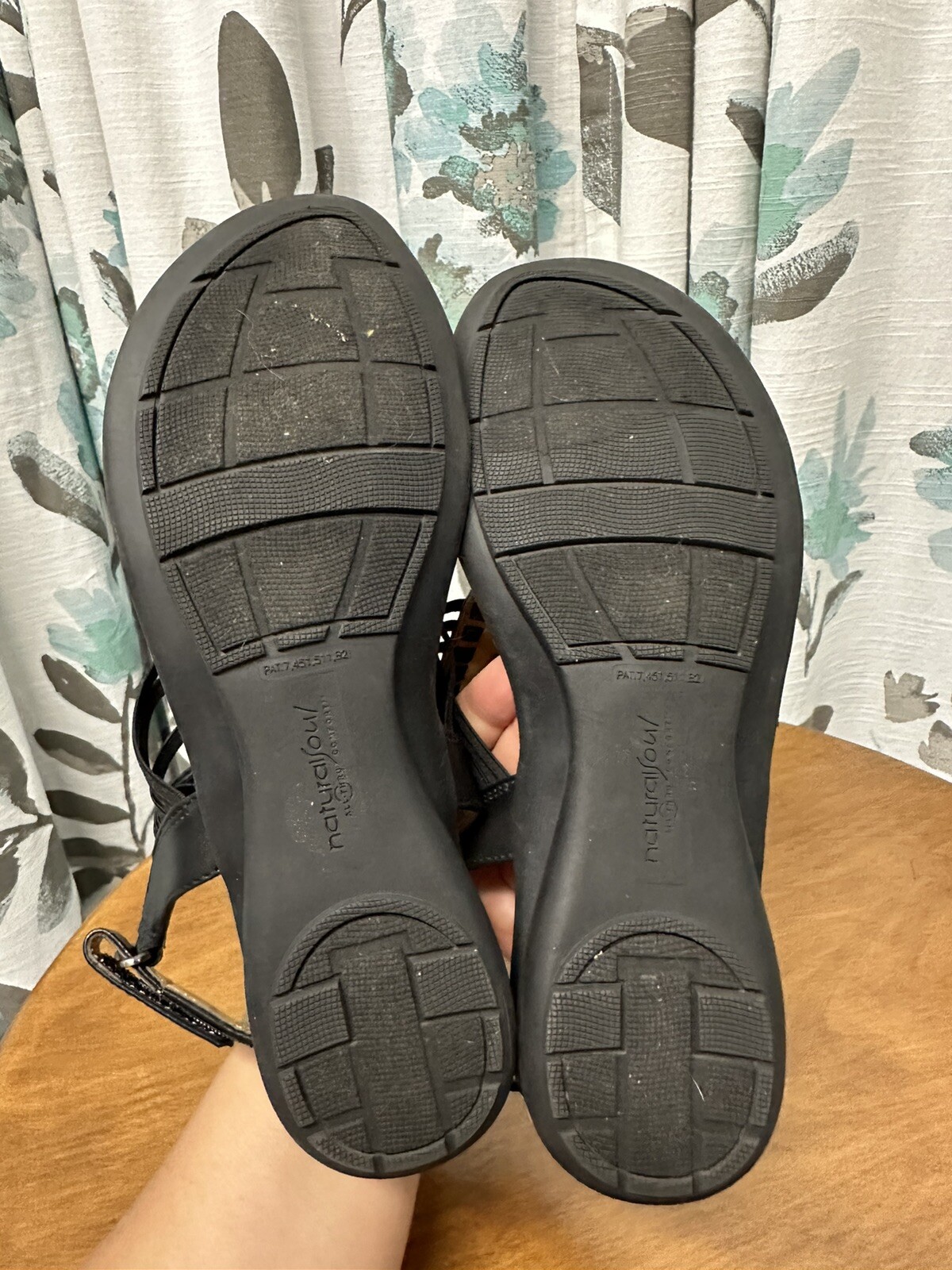 natural soul by naturalizer Black Leather Size 8 Easy Close Flat EUC ...