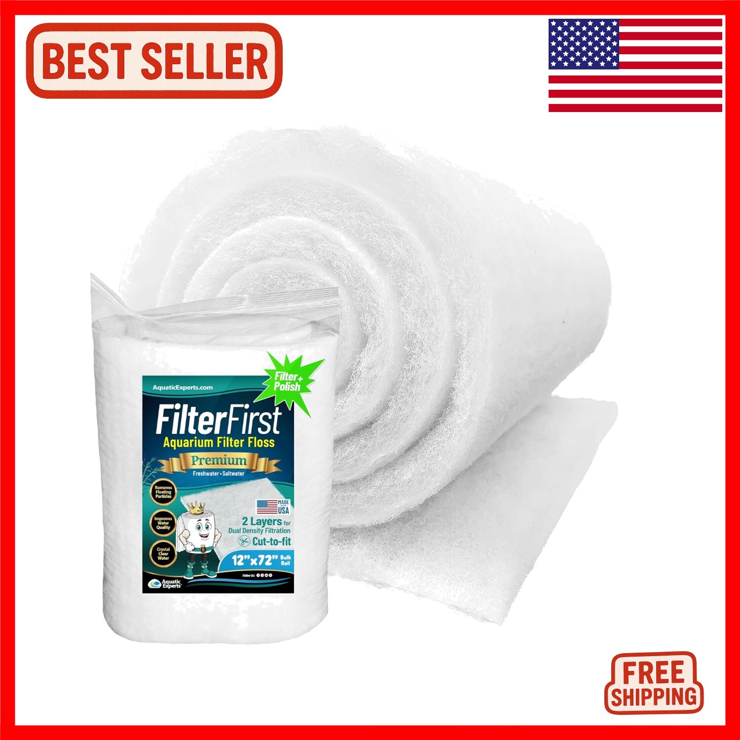Exercise Props MAXTBEE Aquarium Filter Floss Roll 12x72 Inches - Dual ...