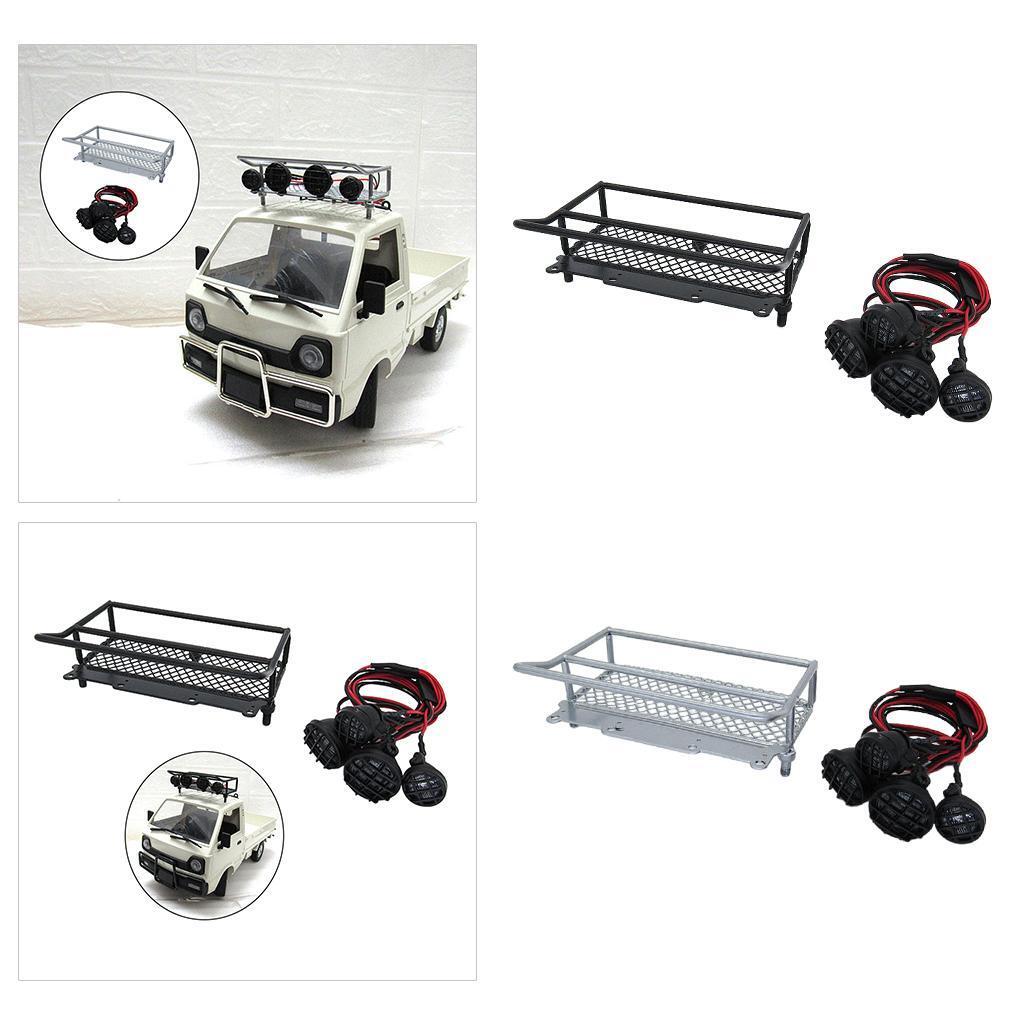 Metal Roof Rack with LED Light for WPL D12 1/10 RC Truck Parts ...