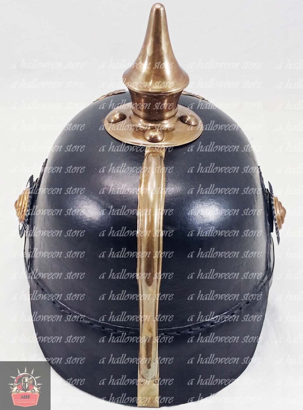 German Prussian Officer Leather Pickelhaube Helmet WW1 WW2 Spiked LARP ...