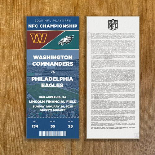 2025 NFC Championship Eagles vs Commanders Playoff Replica Ticket Stub ...