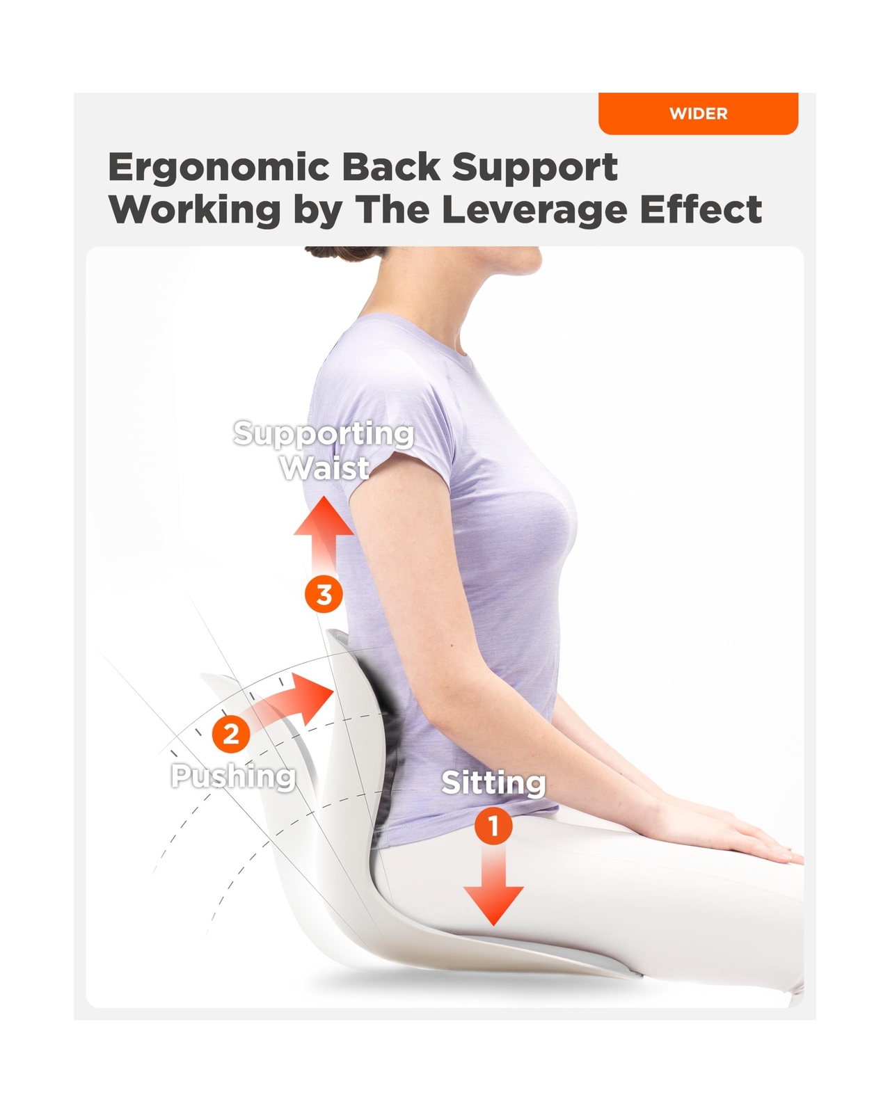 Curble [WIDER] Ergonomic Lower Back Chair Support, Lumbar Support Back ...