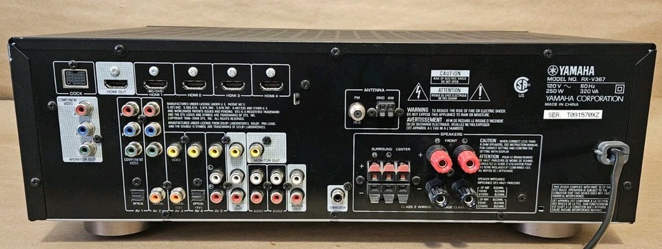 Yamaha RX-V367 - 5.1 Ch HDMI Home Theater Surround Sound Receiver ...