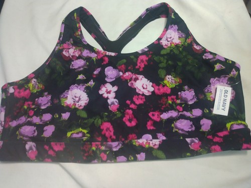 Old Navy Active Sports Bra , Racerback,Purple Flowers,Size 3X | eBay